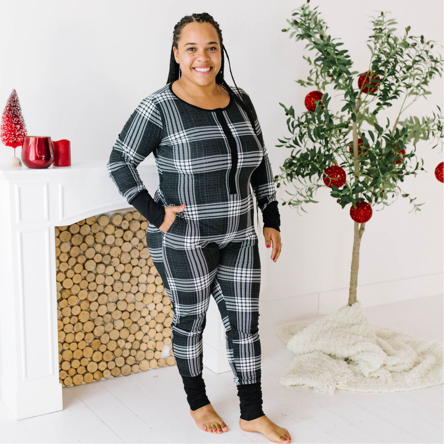 Ain't Mad About Plaid At Your Leisure Snap Down Adult Romper