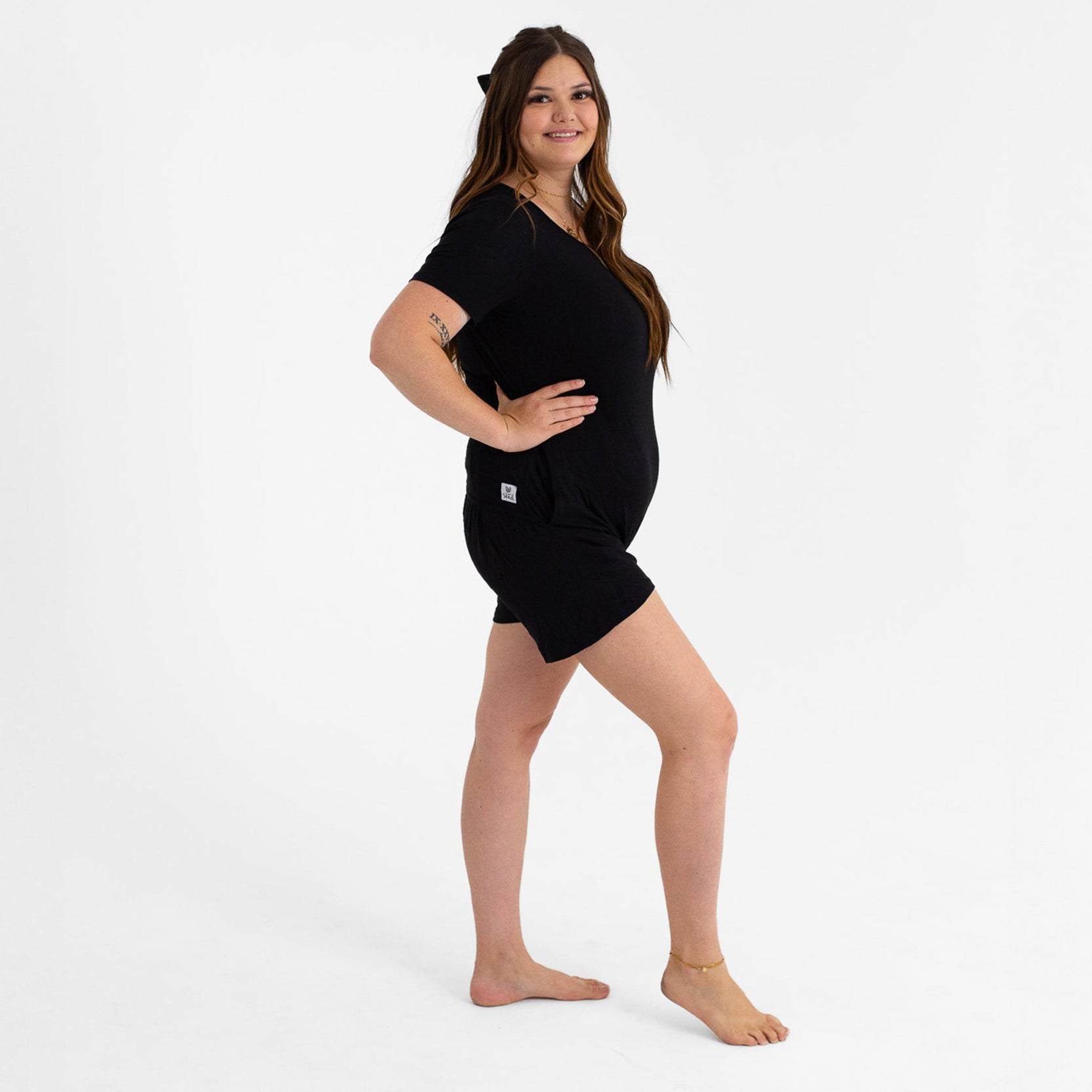 Black Adult Shorty Romper