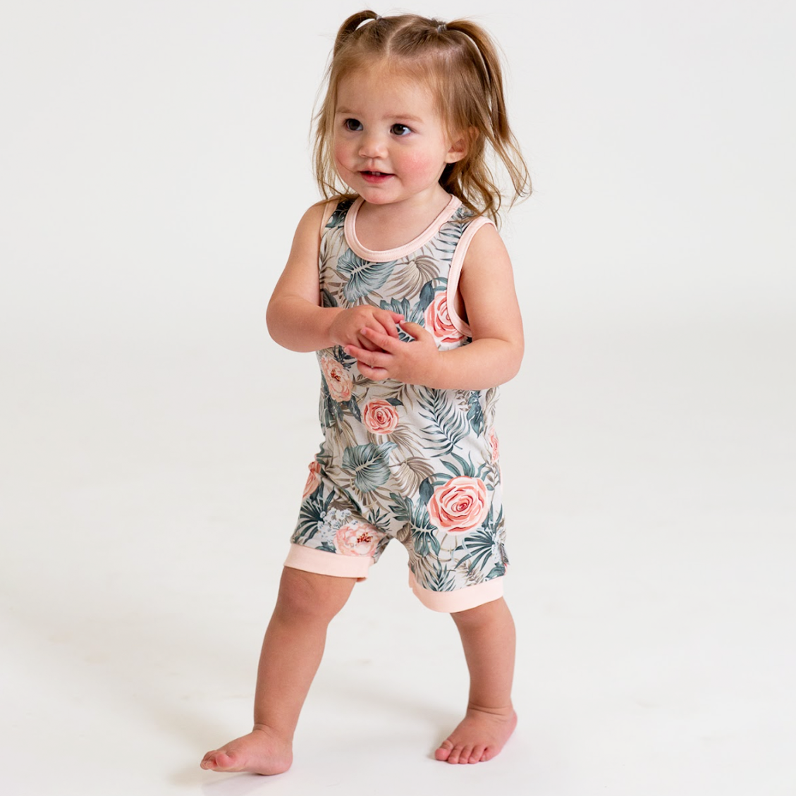 Peony Tropic Sleeveless Shorty Romper